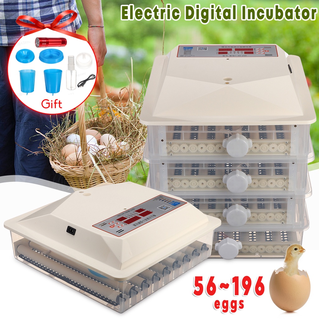 56/98/150/196 Automatic Egg Incubator Farm Hatchery Machine LCD Digital ...