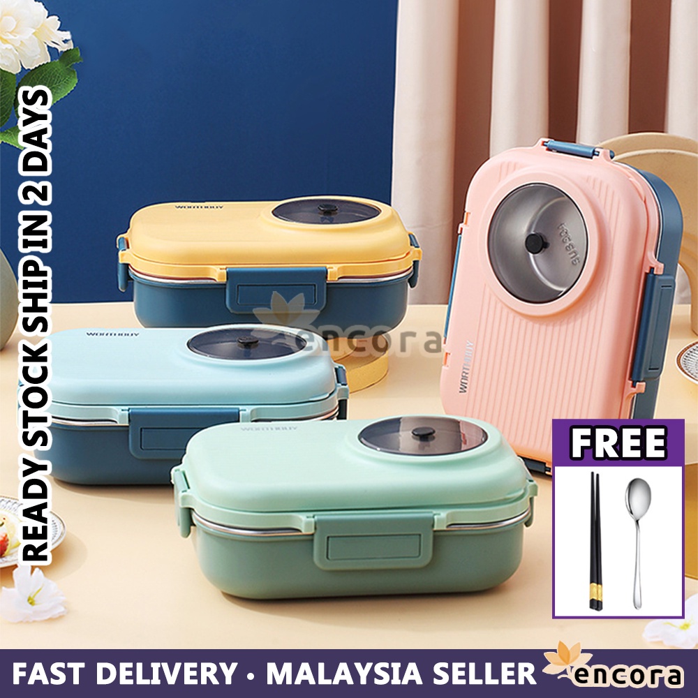 Encora Double Layer Lunch Box Food Storage Food Container With Cutlery ...
