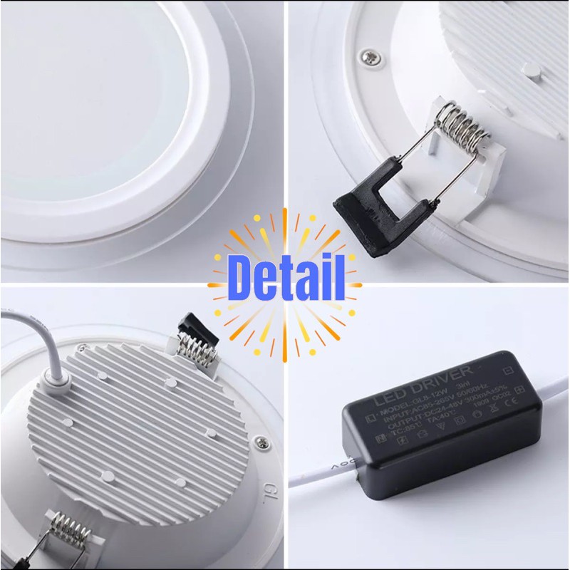 LED Glass Frame Downlight Ceiling Panel Light 6W/9W/12W/18W | Shopee ...
