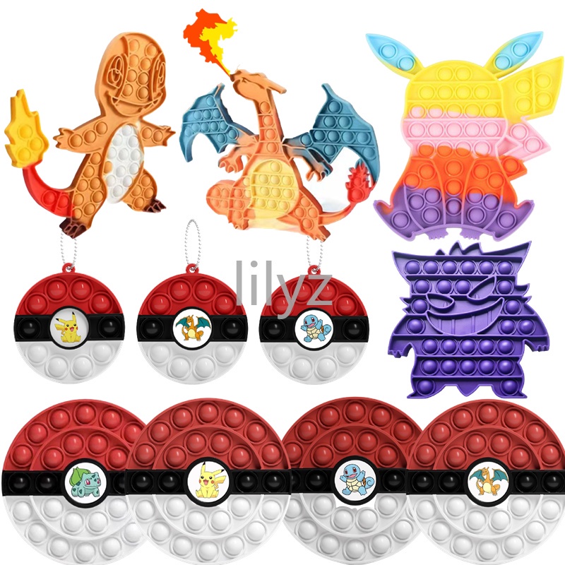 Pokemon Pop It Fidget Toys Pikachu Charizard Push Bubble Toy Kids ...