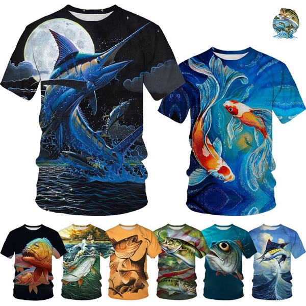 Summer Fishing Enthusiasts 3D Printed Fish Pattern T-shirt Ferocious ...