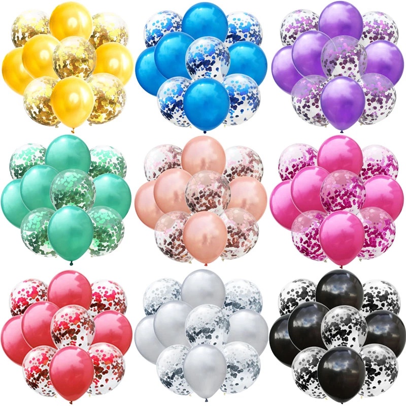 10 Pieces Pack of 12 Inch Pearlescent Balloons + 12 Inch Color Paper ...