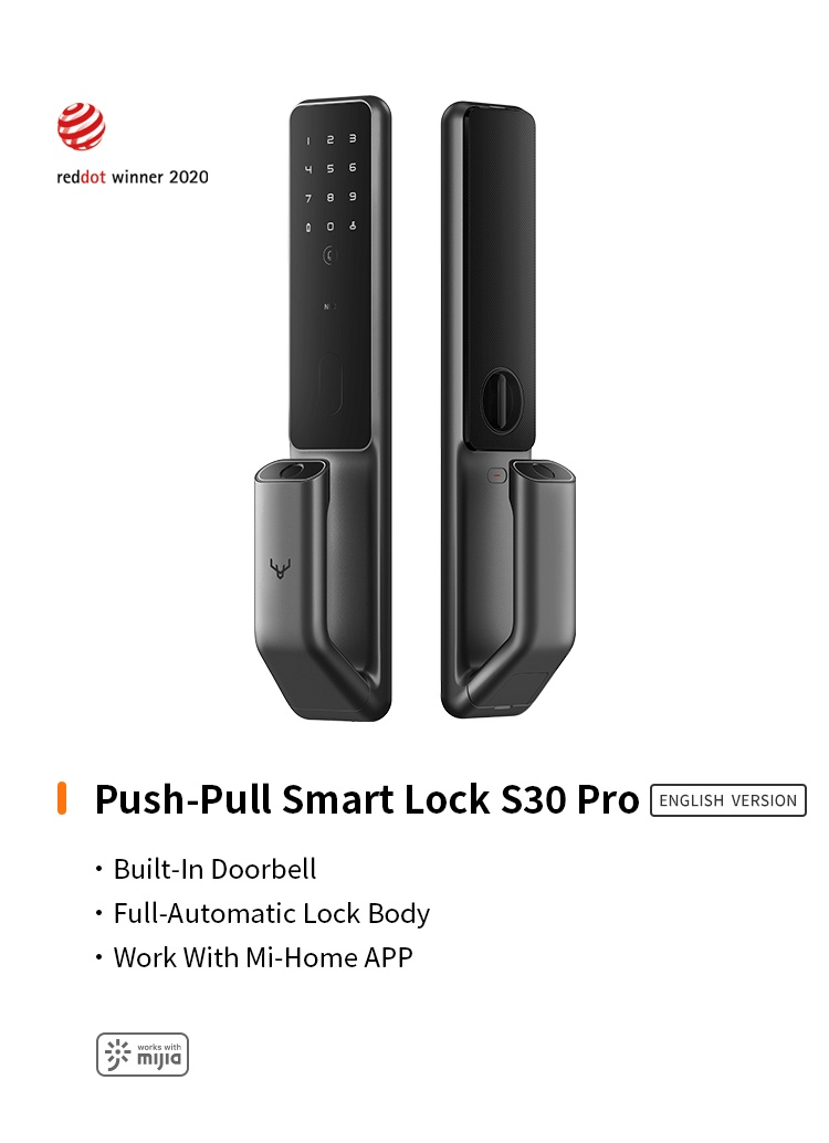 Lockin Push Pull Digital Door Lock S30 Pro | Smart IoT with Smart ...