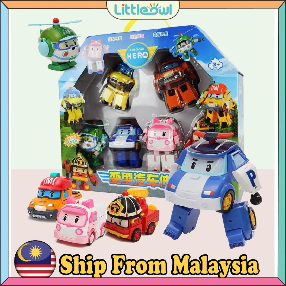 Robocar Poli Transformation Robot Car Toy Set 6 In 1 | Shopee Singapore