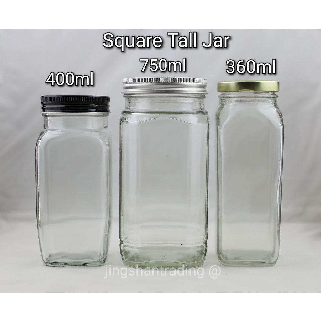 [Sq tall] Square glass container/glass jar/botol kaca/balang kaca/candy ...