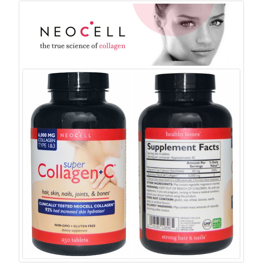 Neocell, Super Collagen+C, Type 1 & 3, 6000 mg (250 Tablets) | Shopee Singapore