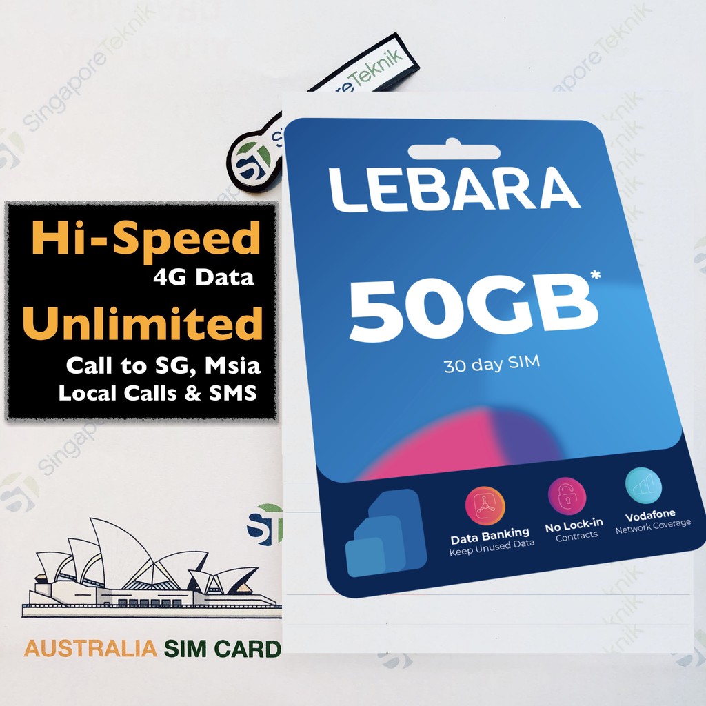 50GB Australia Prepaid SIM CARD 30Days FREE Call SMS Vodafone Lebara ...