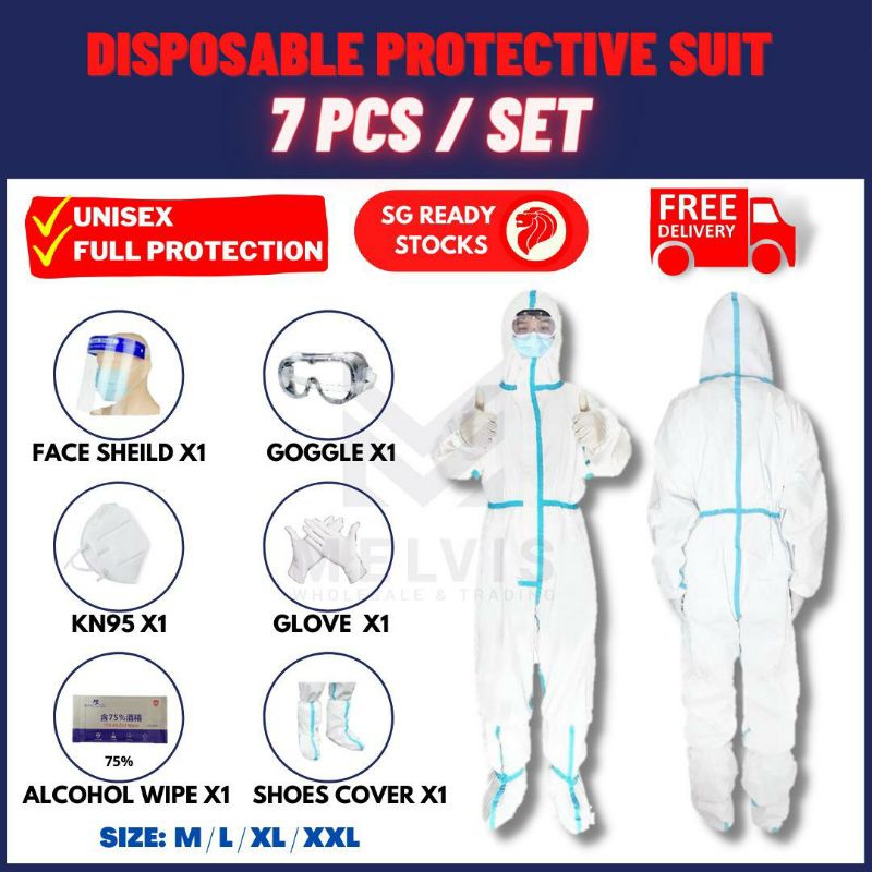 Disposable PPE Kit/ Suit/ Coverall/ Goggle/ Gloves/ Mask/ Shield ...