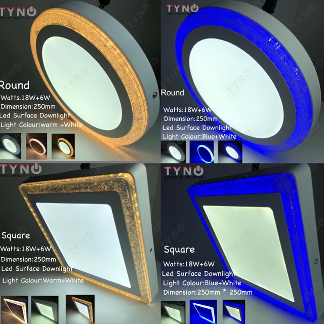 Double Color LED Panel Light Panel LED Ceiling Lamp Downlight surface ...