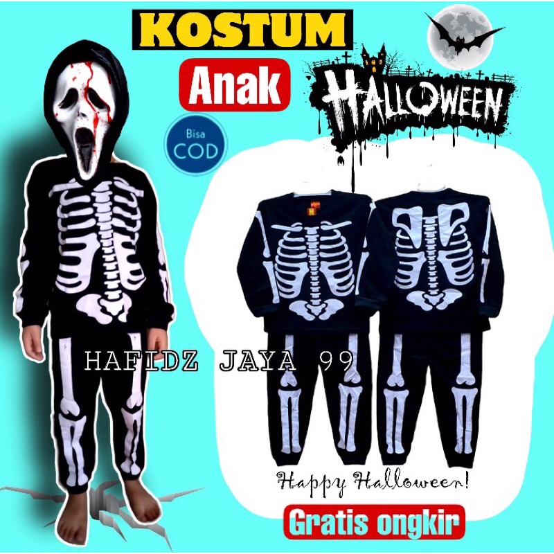 Children's SKULL costume Suit/Bone Children's Long Sleeve Shirt Suit ...