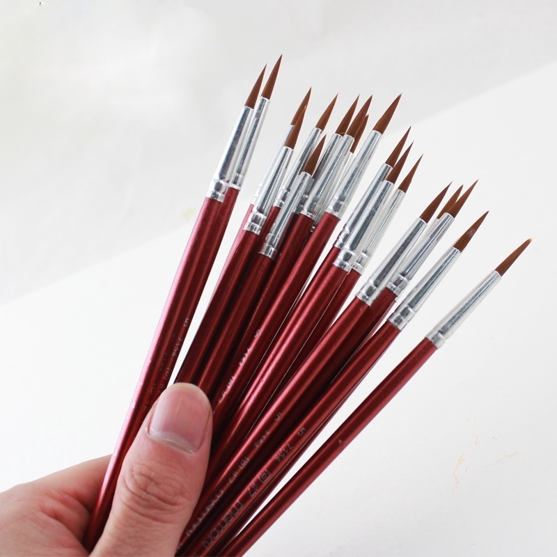 20Pcs Fine Thin Hook Line Paint Brush Drawing Watercolor Acrylic Oil ...
