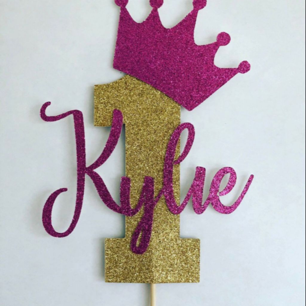 Little Princess Custom Name Age Glitter Cake Topper. First Birthday ...