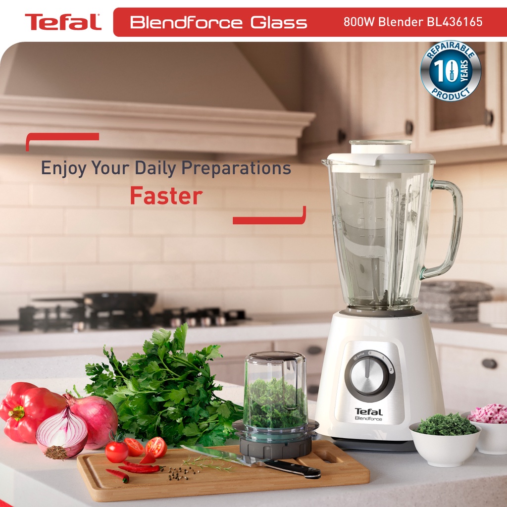 Tefal Blendforce 2 Glass Blender BL4361 - 800W, 2 speeds & pulse, 1.75L thermal shock resistant ...