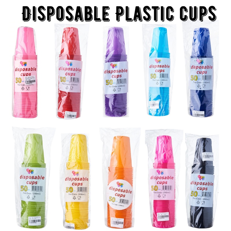 [SG Stock] Disposable Colored Plastic Cups Party Celebrations 7oz Party ...