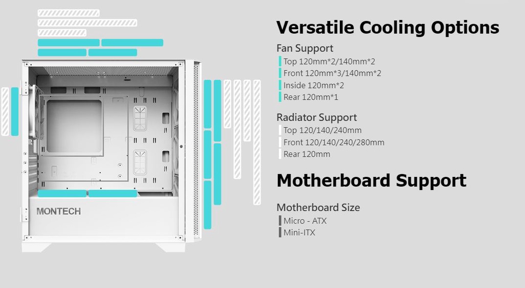 [MATX] MONTECH AIR 100 ARGB TG MATX CASE 4x ARGB FAN WITH PRE-INSTALLED ...