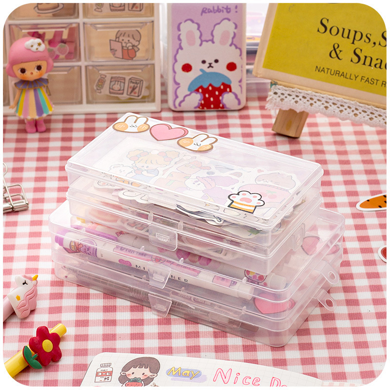 Ins Sticker Tape Storage Box Transparent Desk Storage Box School Office ...