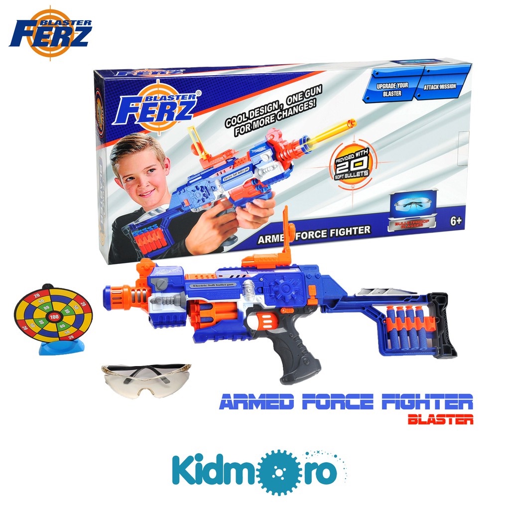 FERZ Armed Force Fighter Blaster, Includes 20 Soft Bullets, Eyeglasses ...