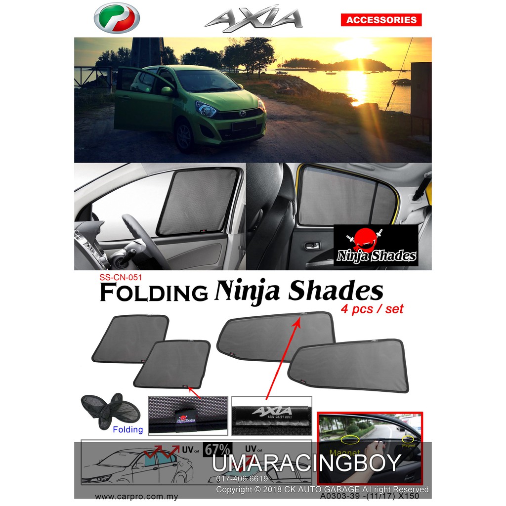 **HOT BYE BYE**PERODUA AXIA NINJA SHADES (4PCS) | Shopee Singapore