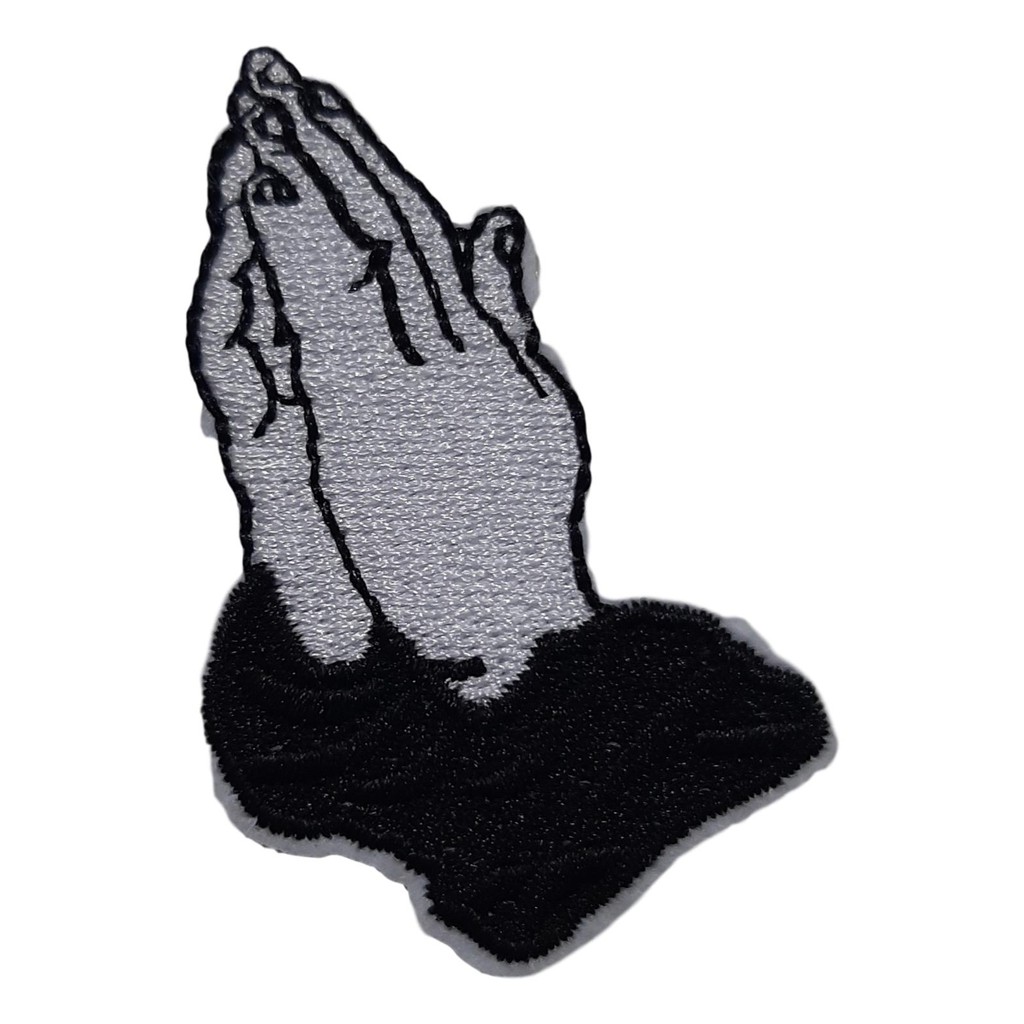 Praying Hands Iron On Patch Applique Religion Embroidered Christian Namaste Motif Spiritual ...