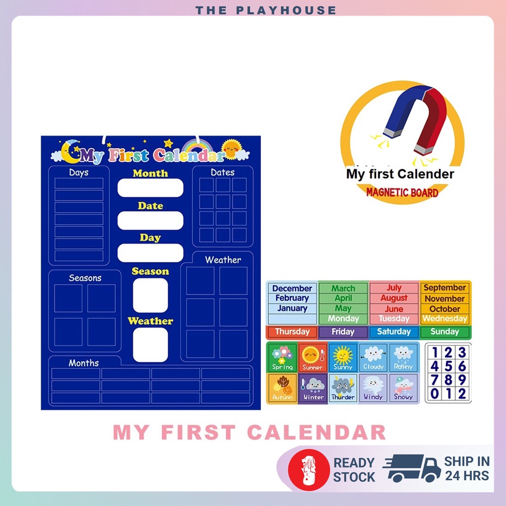 Baby First Calender Magnetic Board Educational Toys Kids Learning Chart ...