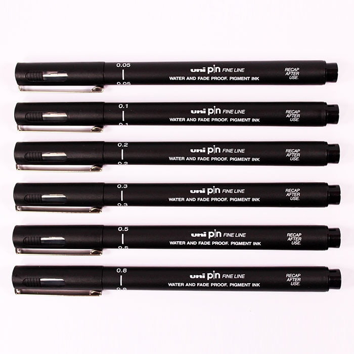 6Pcs Uni Pin Pen Drawing Fiber Needle Thin Eyeliner Pen for Designers ...