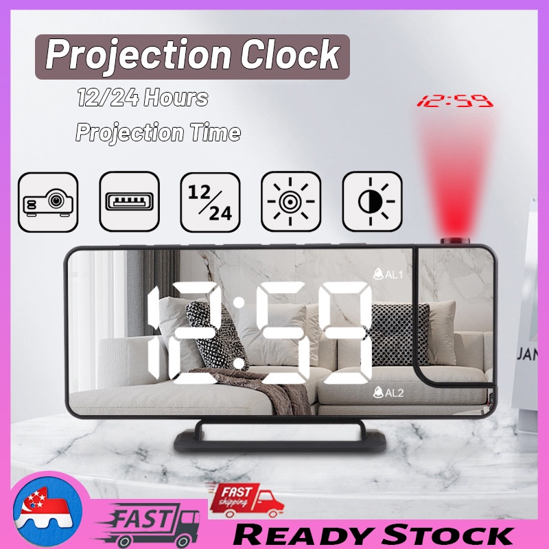 [SG READY STCOK] 2022new LEDmirrordigital Clock Projection Time ...