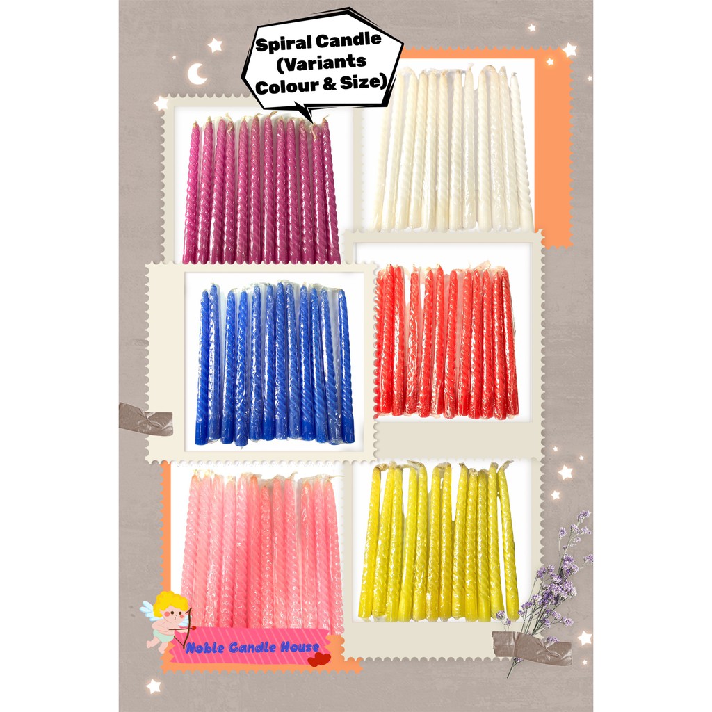 SPIRAL CANDLE/LONG CANDLE (VARIANTS COLOUR & SIZE) | Shopee Singapore