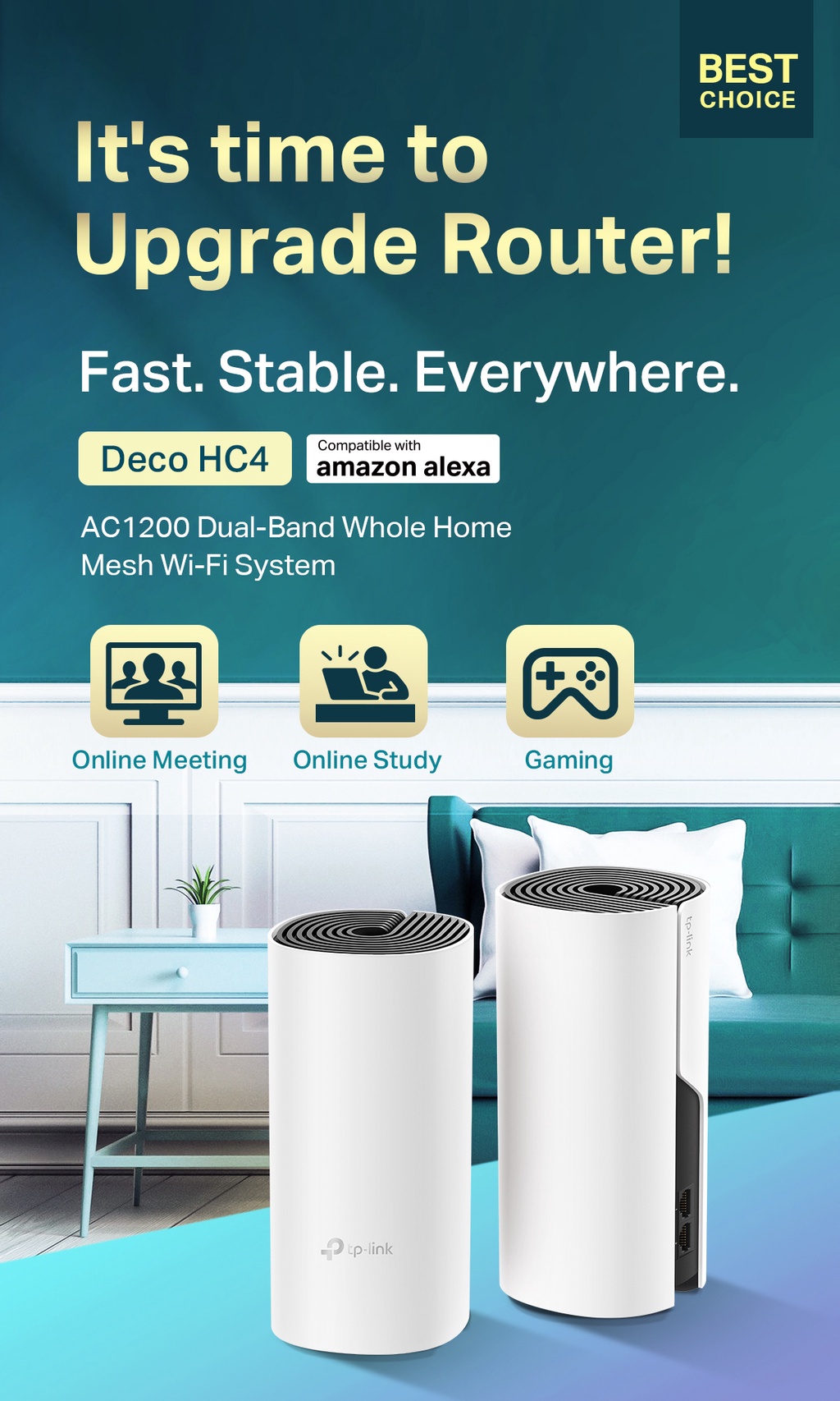 TP-LINK Deco HC4(2-pack) AC1200 Dual Band Gigabit MU-MIMO WiFi Mesh ...