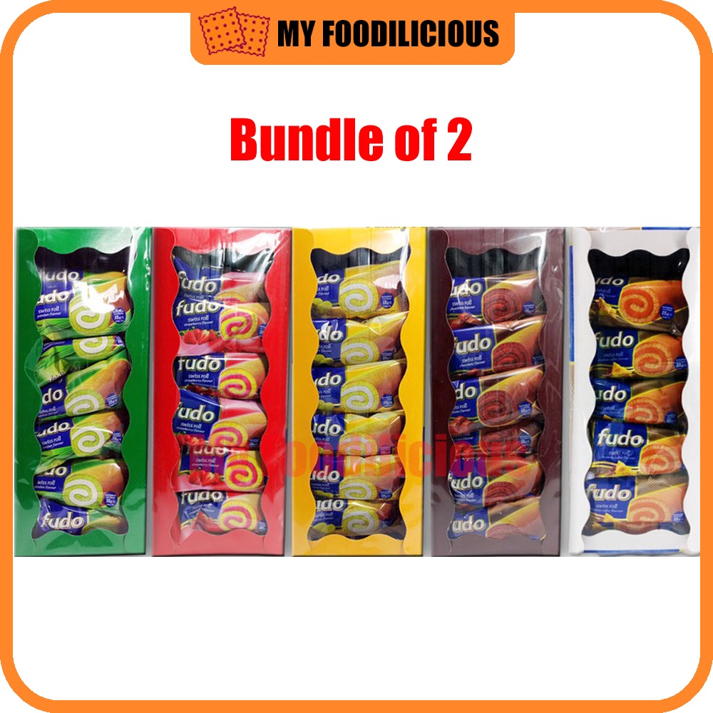 Fudo Swiss Roll Cake 18g x 24 pcs Pandan/ Chocolate/ Strawberry ...