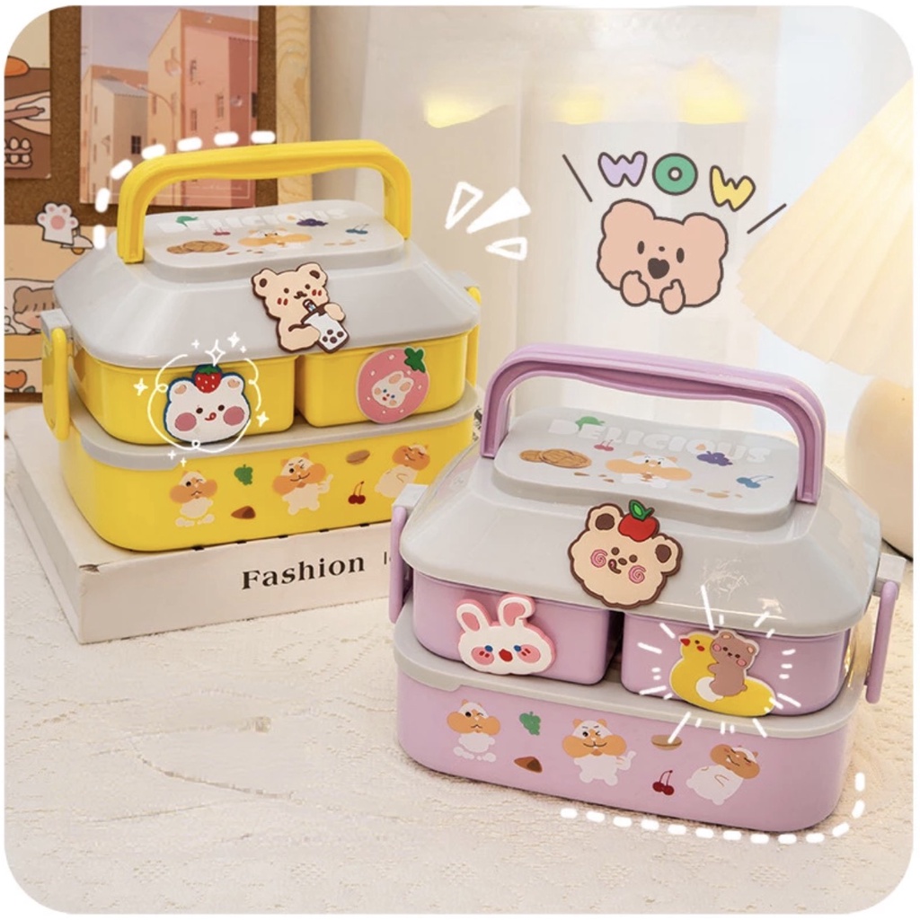 Lunch Box For Kids School Kids Plastic Picnic Bento Box Microwave Food ...