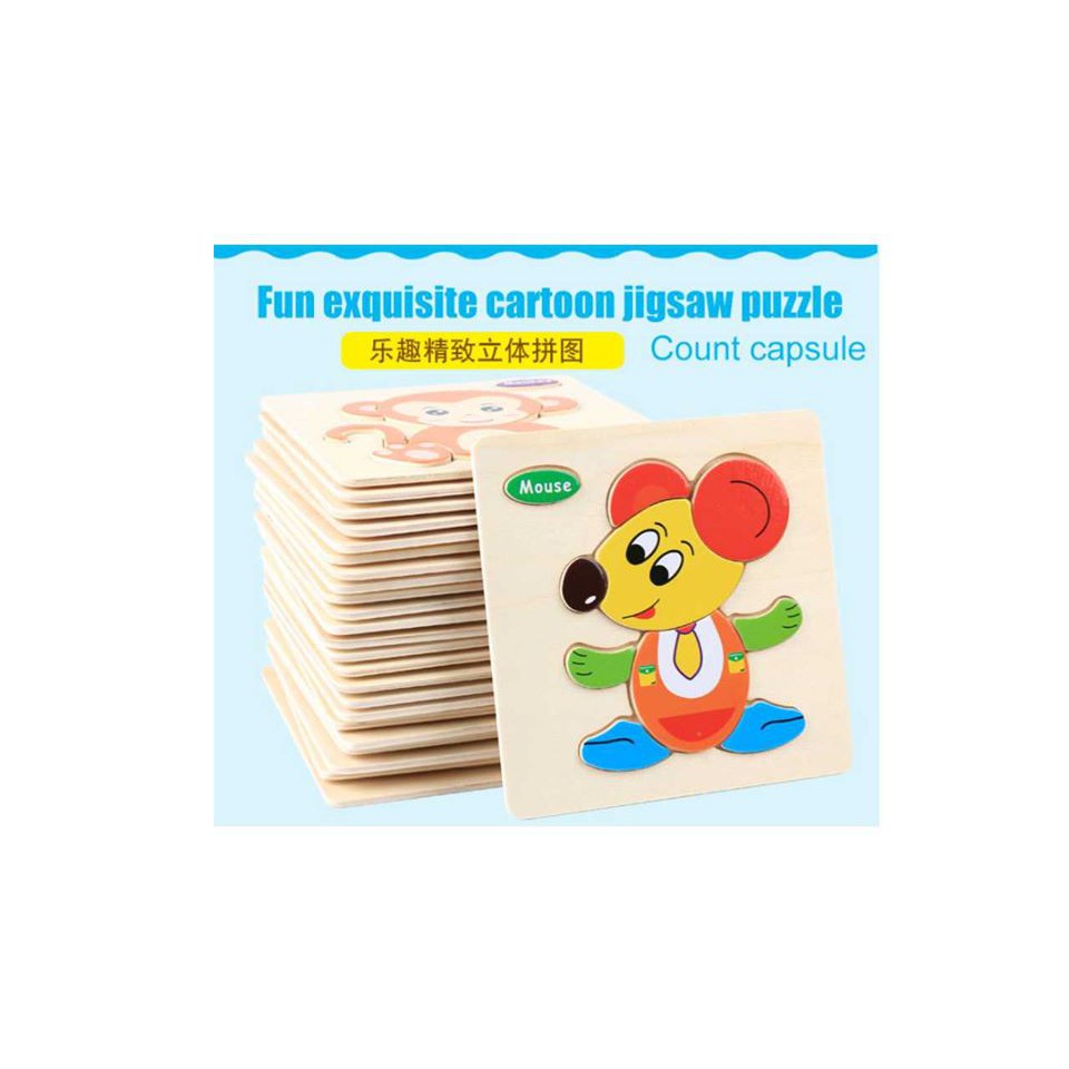 Kids Cartoon Animals Dimensional Wooden Jigsaw Puzzle (1 pcs) | Shopee ...