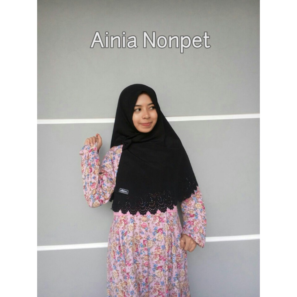 Khimar Ainia, Simple Hijab Split Ribbon Laser Cutting Without Pet, by ...