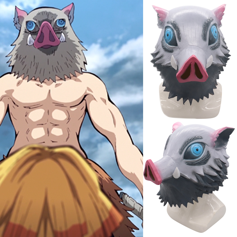 Slayer Demon Stunning Kimetsu No Yaiba Hashibira Inosuke Latex Mask ...