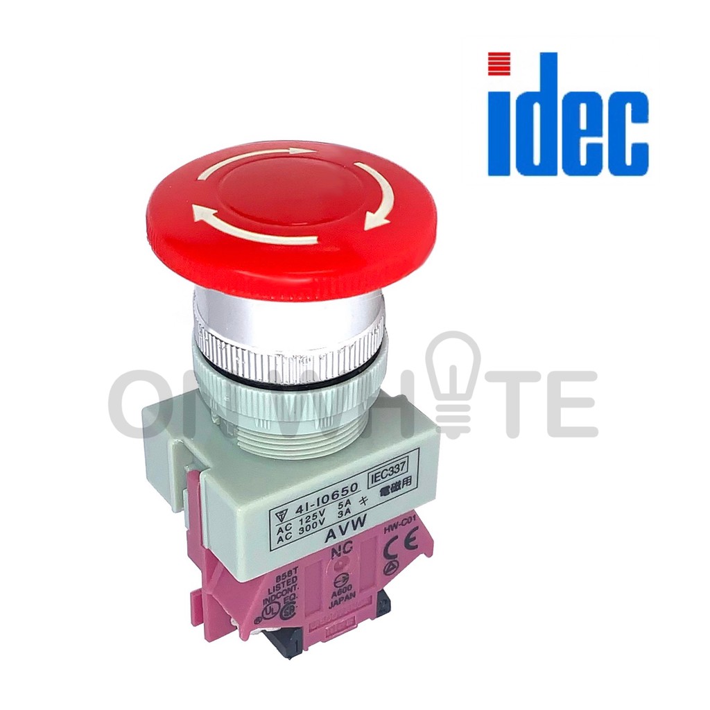 Idec Emergency Red Push Button 22mm Mushroom Switch Aux Auxiliary