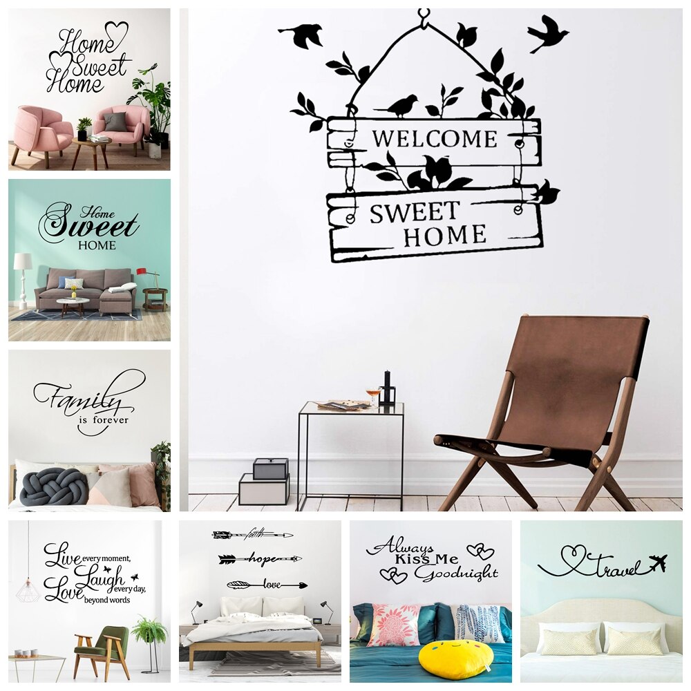 Creative Sweet Home Frase Removable Wall Sticker For Living Room Viny ...