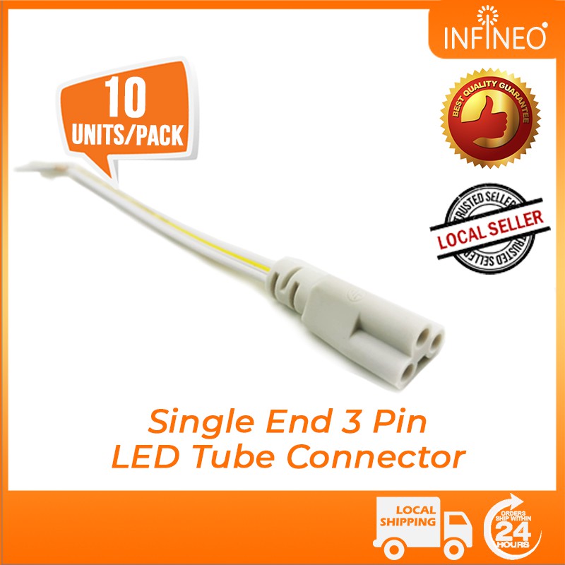 (10pcs/pack) T4 T5 T8 LED Single End Tube Connector Cable 15cm 3 Pin 3 ...