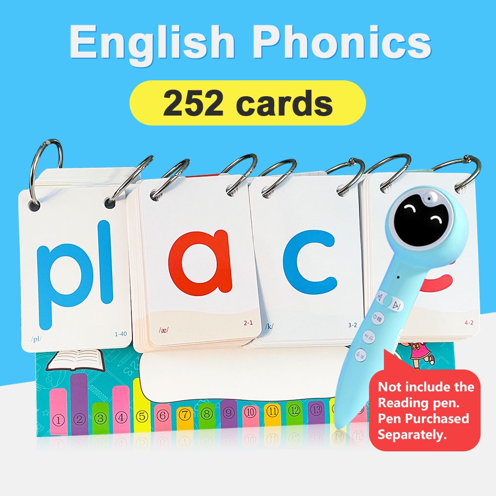 252PCS English Phonics Calendar Word Card Kids Toy Education Smart ...