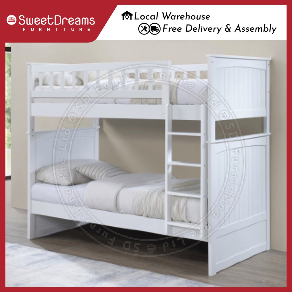 Joy Solid Wood Bunk/Double Decker Bed Frame | Shopee Singapore