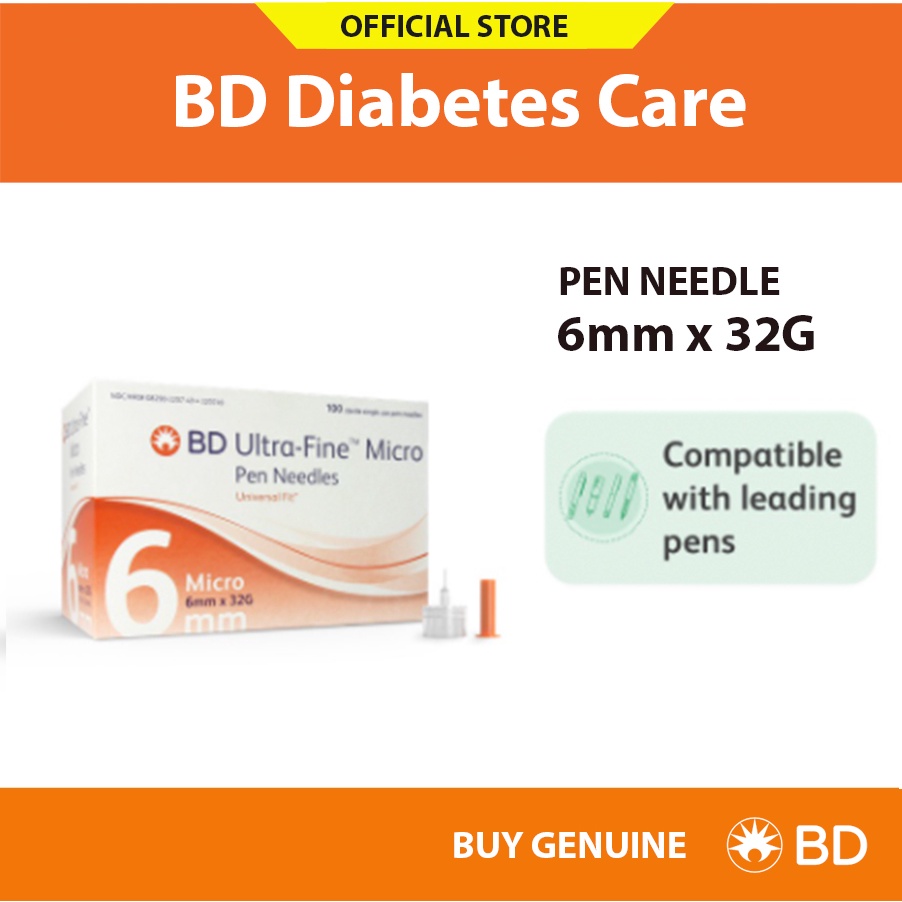 BD Ultra Fine Micro Pen Needle 6mm x 32G (Box of 100's) | Shopee Singapore