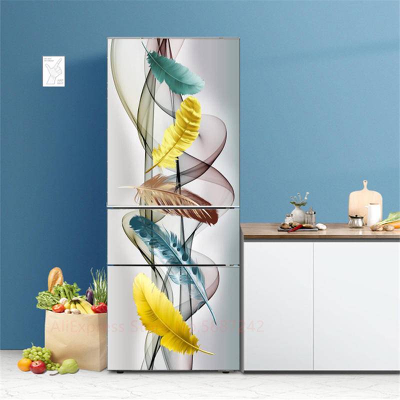Self-adhesive Vinyl Fridge Stickers Full Cover Black Flower Leaves ...