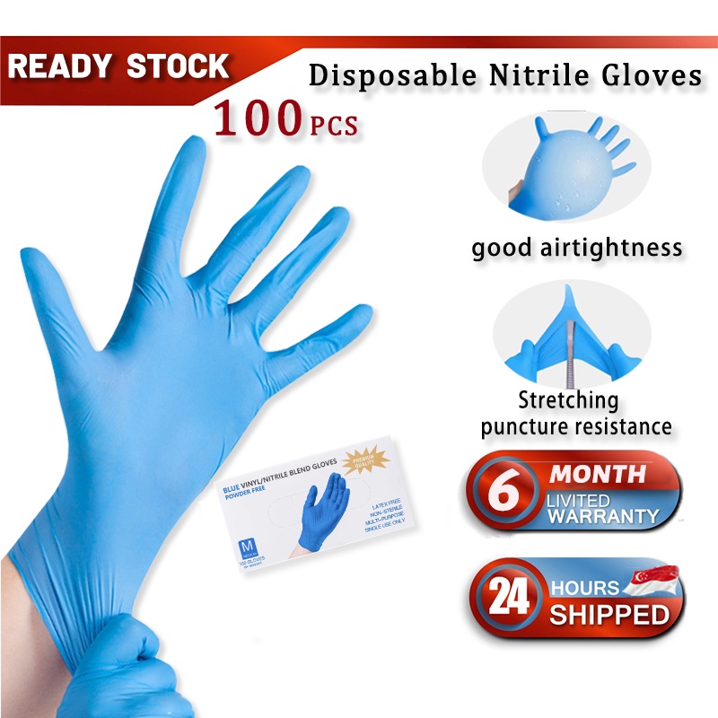 SG.[Ready Stock] portable box packaging Disposable Nitrile Gloves 100 ...