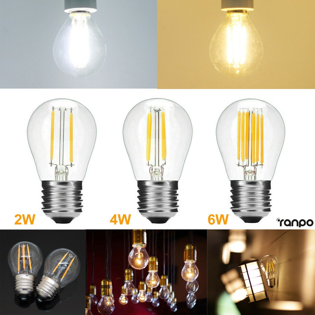 Vintage G45 E27 2W 4W 6W LED Filament Global Light Retro Edison Bulb ...
