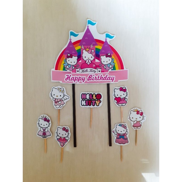 HELLO KITTY TOPPER / HELLO KITTY CAKE TOPPER / HAPPY BIRTHDAY CAKE ...