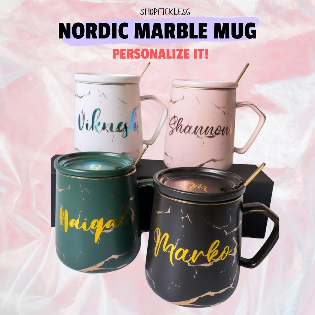 *SG INSTOCK* CUSTOMISED Nordic Marble Print Cup Coffee Mug W Lid ...