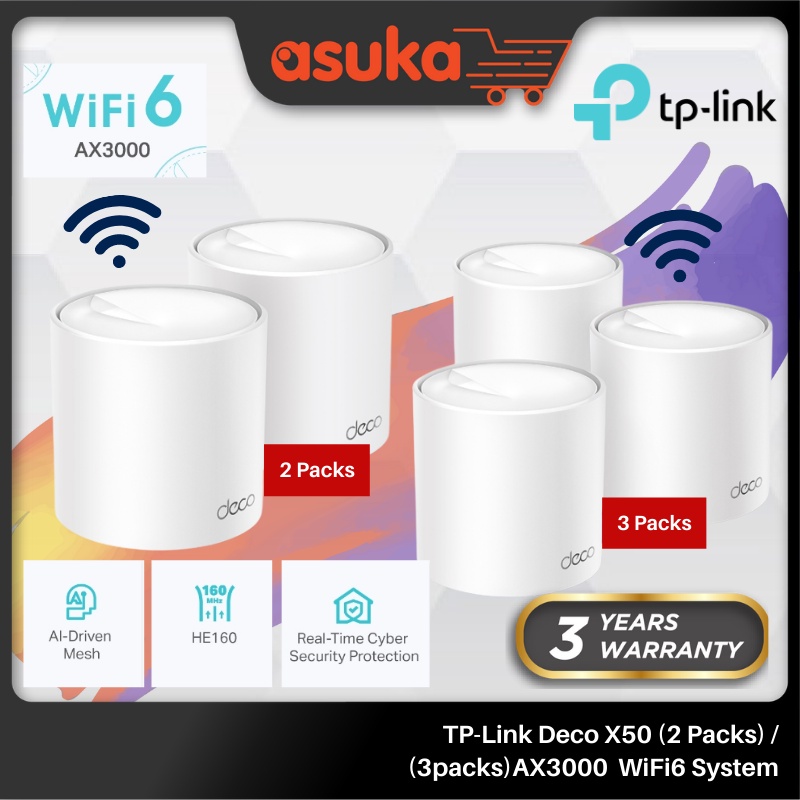 TP-Link Deco X50 (2 Packs) / (3packs)AX3000 Whole Home Mesh WiFi6 ...