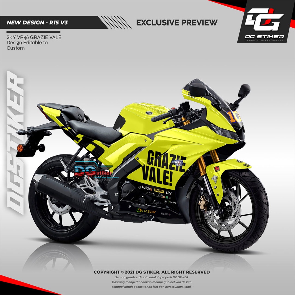 R15 v3 Decal, r15 v3 sticker, r15 v3 sticker Decal, r15 v3 Livery Rossi ...