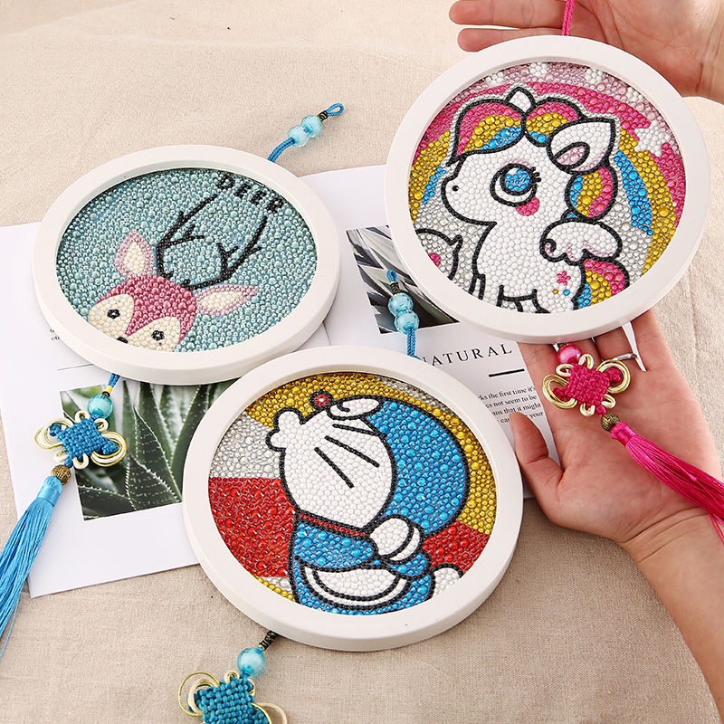 (Ready Stock)Cartoon round Doraemon Unicorn Owl Embroidery Paintings ...