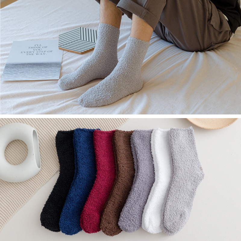 Mens Super Soft Fuzzy Plush Warm Winter Home Sleeping Slipper Socks ...