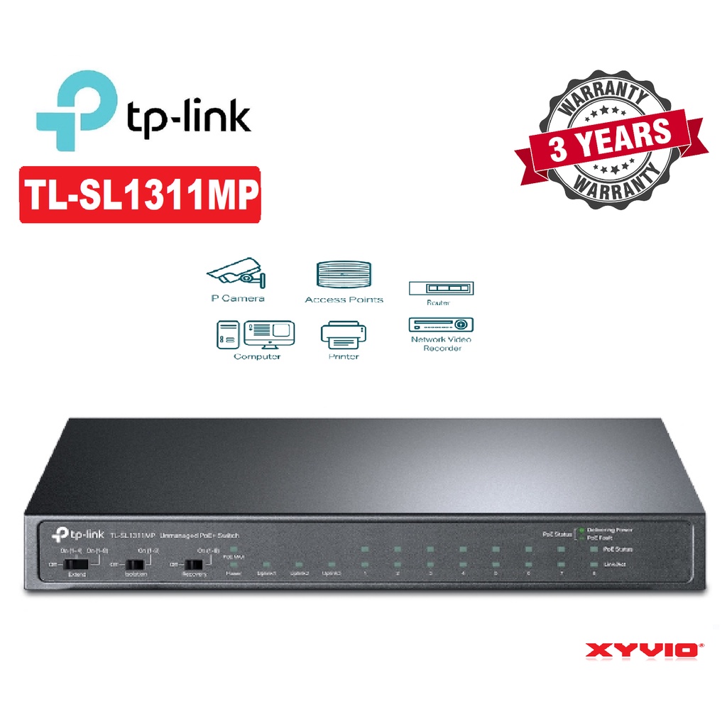 TP-LINK TL-SL1311MP 8-Port 10/100Mbps + 3-Port Gigabit Desktop Switch ...
