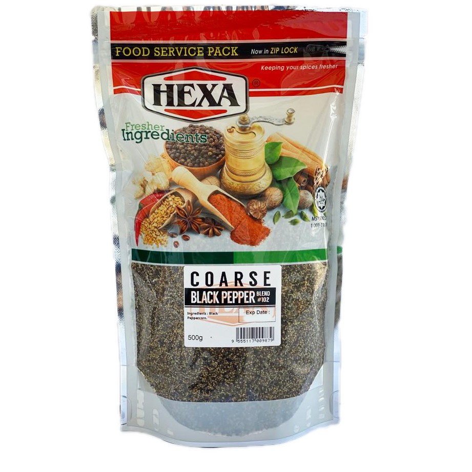 HEXA HALAL Black Pepper Coarse 500gm Lada Hitam Kasar Food Service ...